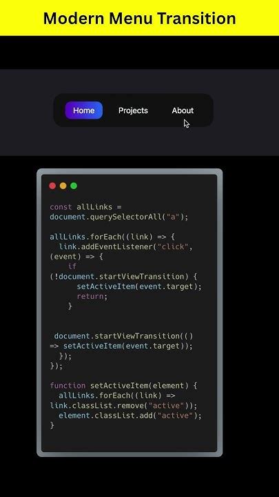 Modern Menu Transition With Html Css And Javascript Animated
