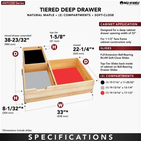 Rev A Shelf Tiered Deep Drawer Organizer With Soft Close WTCDD HSC Piece Kroger