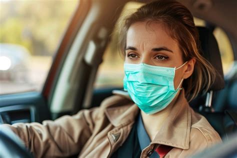 Premium Photo Woman In The Car Do Not Use Properly The Mask