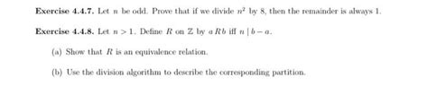 solved exercise 4 4 7 let n be odd prove that if we divide