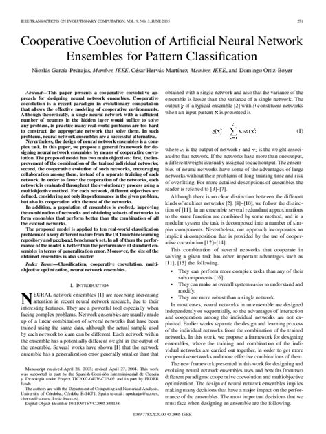 pdf cooperative coevolution of artificial neural network ensembles