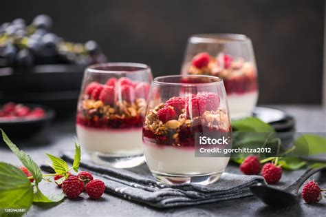 라즈베리 판나 코타 또는 라즈베리 젤리 이탈리아 디저트 수제 요리를 곁들인 파르페 공간을 복사합니다 0명에 대한 스톡 사진 및 기타 이미지 Istock
