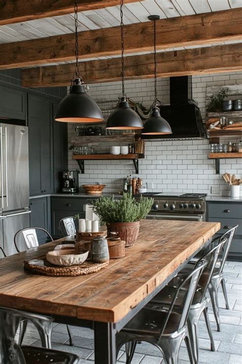 Kitchen Rustic Table Kitchen Table With Wood Top Dark Cottagecore