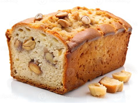 Delicious Nut Bread Loaf With Sliced Pieces On White Background Baked