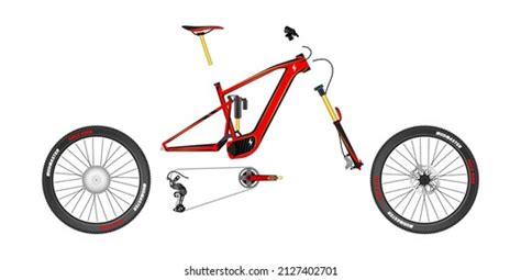 Disassembled Bicycle Bike Parts Mtb Stock Illustration 2127402701