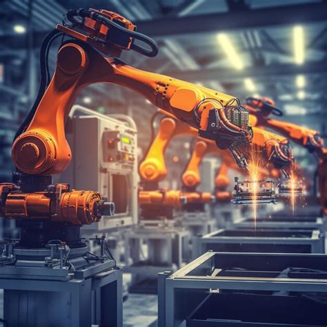 Premium Ai Image Automated Robot Arm Assembly Line