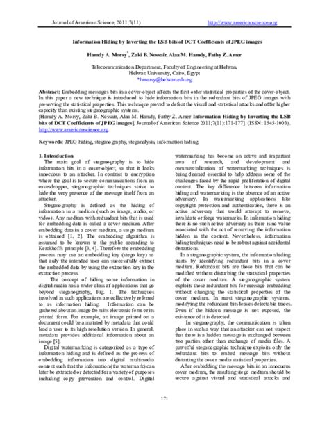 Pdf Information Hiding By Inverting The Lsb Bits Of Dct Coefficients