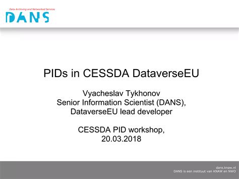 Persistent Identifiers In Dataverseeu Project Pptx Databases