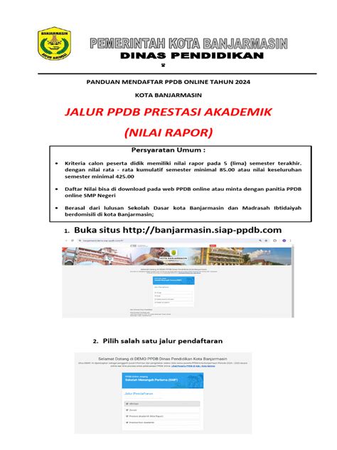 Panduan Daftar Ppdb Jalur Prestasi Akademik Nilai Rapor Tahun 2024 Pdf