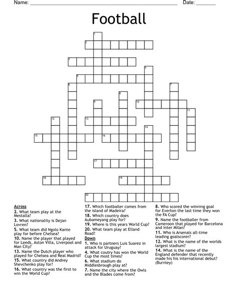 Football Crossword Wordmint