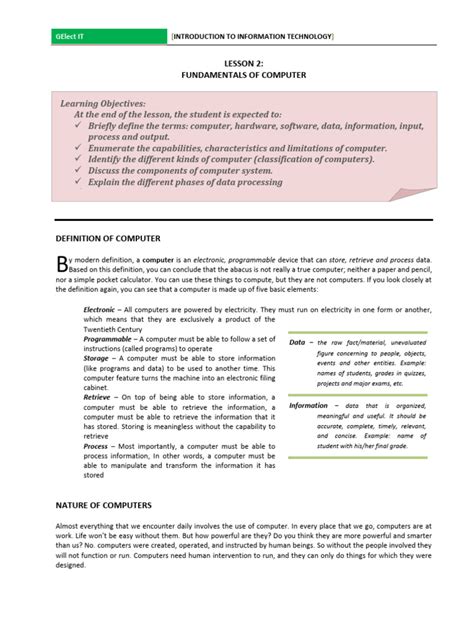 Ac101 L2 Fundamentals Of Computer 1 Pdf