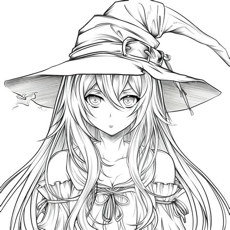 마녀 애니메이션 소녀 개요 그리기 애니메이션 소녀 일본 만화 영화 색칠 놀이 책 Png 일러스트 및 이미지 에 대한 무료 다운로드 Pngtree