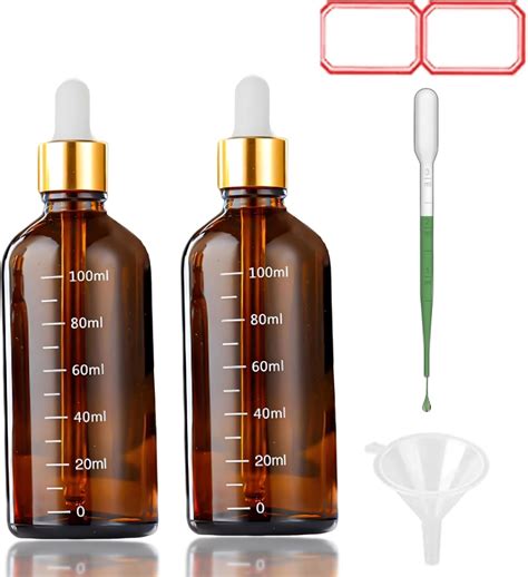 Amber Glass Dropper Bottle 34 Oz 2x100ml Amber Brown Glass Eye