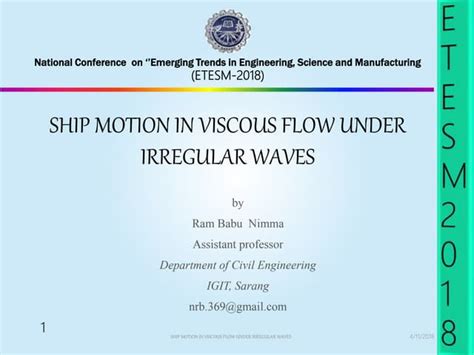 Ship Motion In Viscous Flow Under Irregular Waves Ppt
