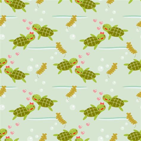 Premium Vector Cute Turtle In Love Seamless Pattern