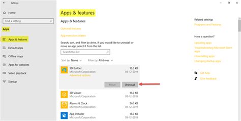 Apps And Features In Windows 10 Functions