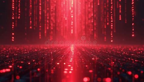 Red Glowing Digital Rain With Binary Code Abstract Tech Backdrop With
