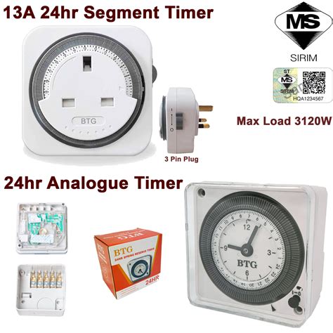 3h eurosafe suis pemasa 13a segment plug in analog 24 jam timer switch [sirim] shopee malaysia