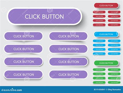 Set Of Rectangular Buttons With Rounded Corners With An Outer St Stock Vector Illustration Of