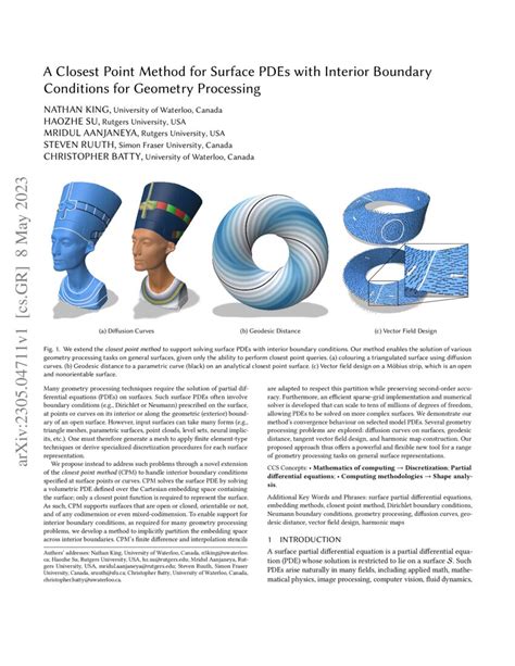 A Closest Point Method For Surface Pdes With Interior Boundary Conditions For Geometry