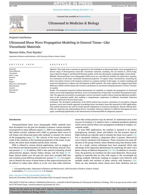 Pdf Ultrasound Shear Wave Propagation Modeling In General Tissuelike
