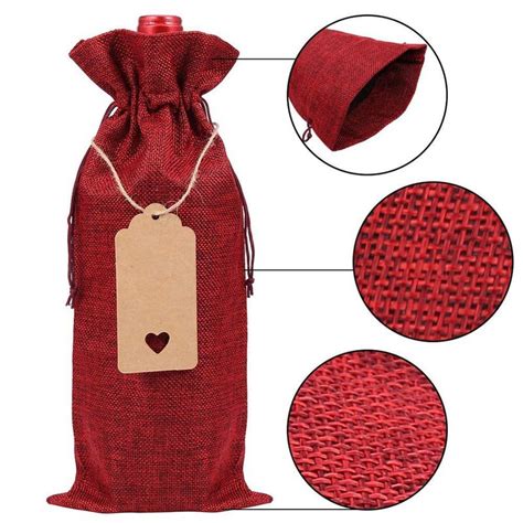 Badu Bg 12 бр Чанта за вино от юта Многократна чанта за обяд Бутилка вино Торбички за подаръци