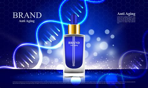 Glowing Blue Cosmetics Anti Aging Ad With Dna 1257297 Vector Art At