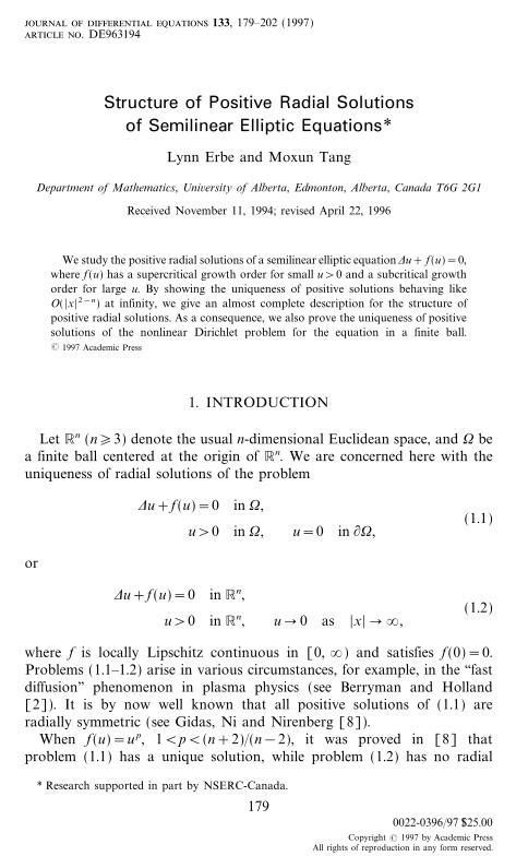 Pdf Structure Of Positive Radial Solutions Of Semilinear Elliptic