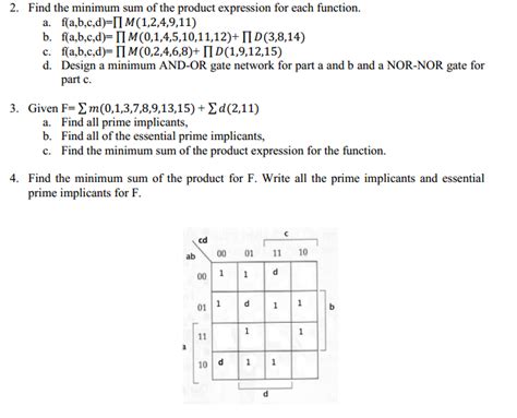 Solved Find The Minimum Sum Of The Product Expression For Chegg