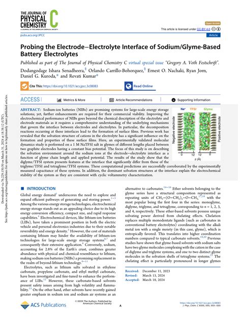 Pdf Probing The Electrodeelectrolyte Interface Of Sodiumglyme Based