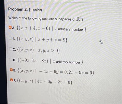 solved which of the following sets are subspaces of r3 a