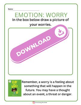 Book Companion Ruby Has A Worry By BabePsychCorner TPT