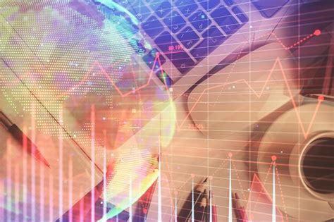 Premium Photo Double Exposure Of Financial Chart Drawing Over Table