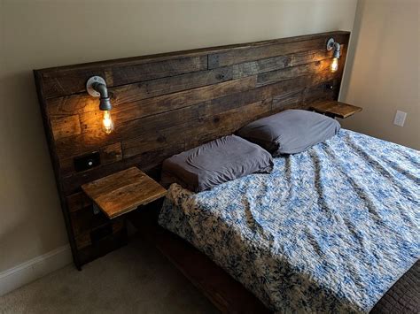 Wooden Headboard With Lights