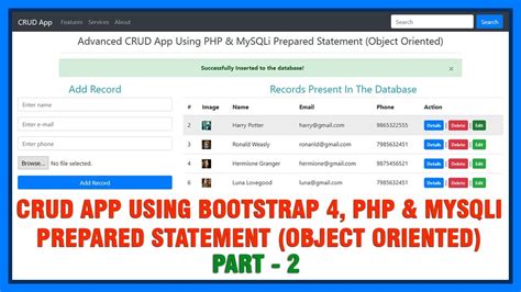 02 Advanced Crud App Using Bootstrap 4 Php And Mysqli Prepared
