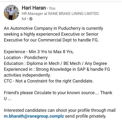 Hari Haran Posted On Linkedin