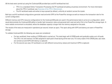 Test Methodology Cockroachdb Deployment On Dell Powerflex With Kubernetes Dell Technologies