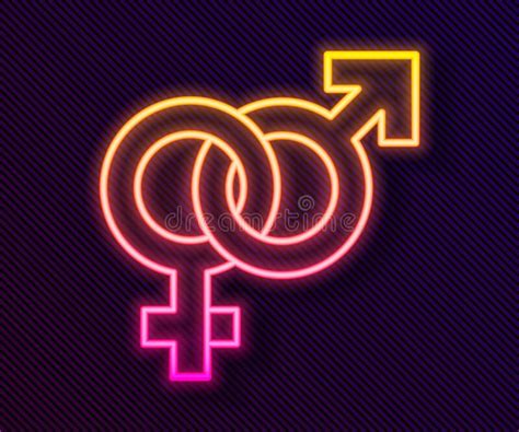 Glowing Neon Line Gender Icon Isolated On Black Background Symbols Of