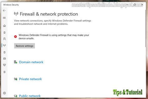 Memperbaiki Error Windows Defender Firewall Is Using Settings That May Make Your Device Unsafe