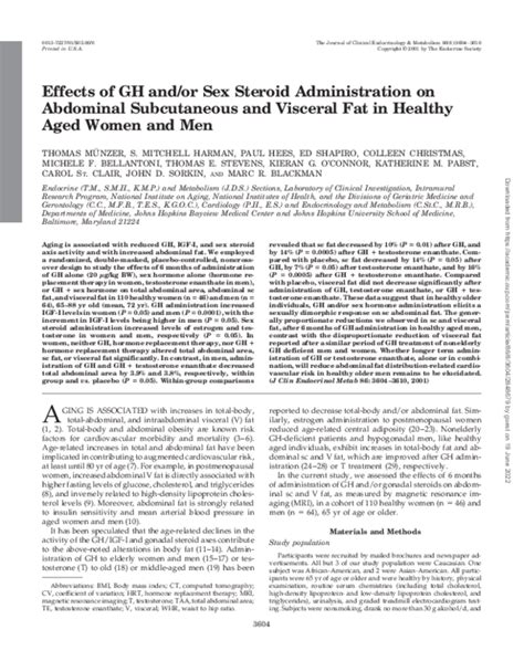 Pdf Effects Of Gh And Or Sex Steroid Administration On Abdominal Subcutaneous And Visceral Fat
