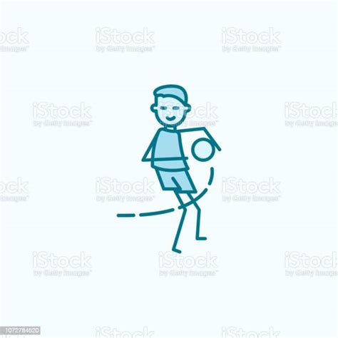 골키퍼는 공을 필드 개요 아이콘을 잡는 다 축구 선수 아이콘의 요소입니다 웹사이트 디자인 및 개발 응용 프로그램 개발에 대 한 얇은 라인 아이콘 프리미엄 아이콘