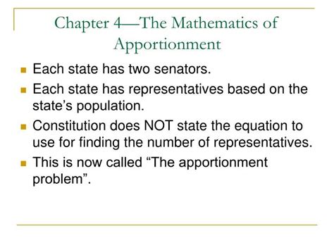Ppt Chapter 4—the Mathematics Of Apportionment Powerpoint