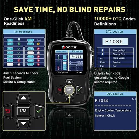CGSULIT OBD2 Scanner Enhanced SC204 Scan Tool, Check Engine Light Code Reader Car Diagnostic ...
