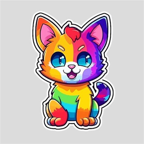 Cute Cartoon Cat Wearing Pride Flag Shirt Premium Ai Generated Vector