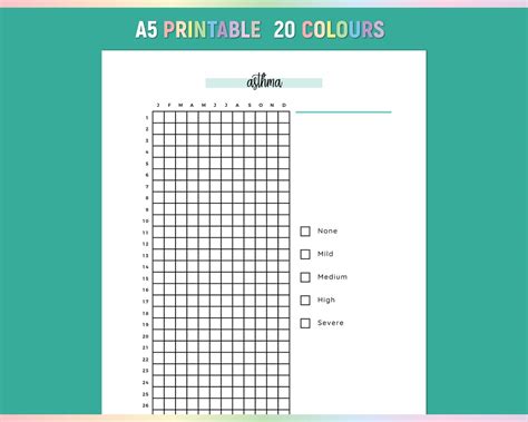 A Asthma Symptom Tracker Printable Asthma Journal Simple Wheezing Chart Daily Asthma Symptom