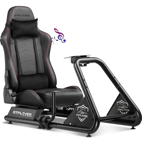 Gtracing Racing Simulator Cockpit With Seat Bluetooth Speakers Alloy Steel Frame Black