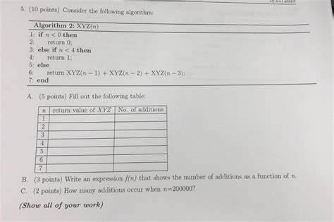 solved 5 10 points consider the following algorithm