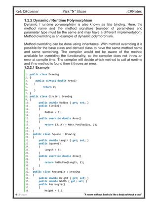 Polymorphism Abstarct Class And Interface In C PDF
