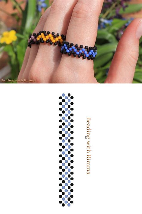 Схема на кольцо из бисера вольна в технике крестик Beading Jewelery
