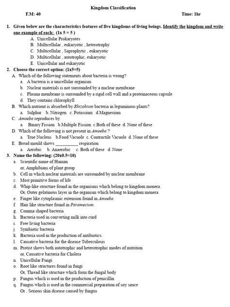 Kingdom Classification Consice Based Pdf Bacteria Fungus